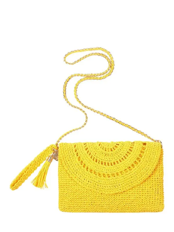 SJW BAGS LONDON Grace Hand Crochet Clutch - Yellow