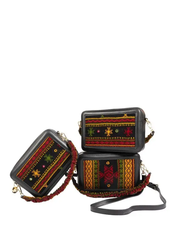 SJW BAGS LONDON Perazzi Gujarati Crossbody Bag - Black/red