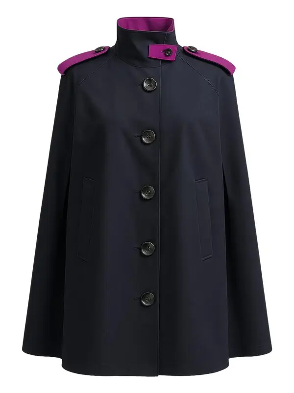 BEIRA Nadia Waterproof Cape With Contrast Details - Blue/purple