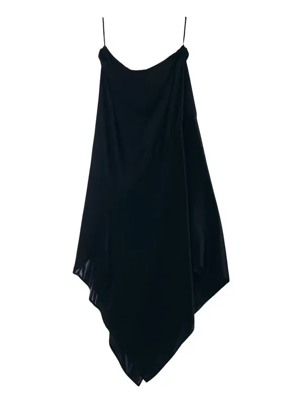 Mionè Midi Silk Asymmetrical Skirt - Black
