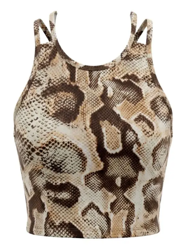 BEFITNESSLOU Animal Print Performance Top - Brown/yellow