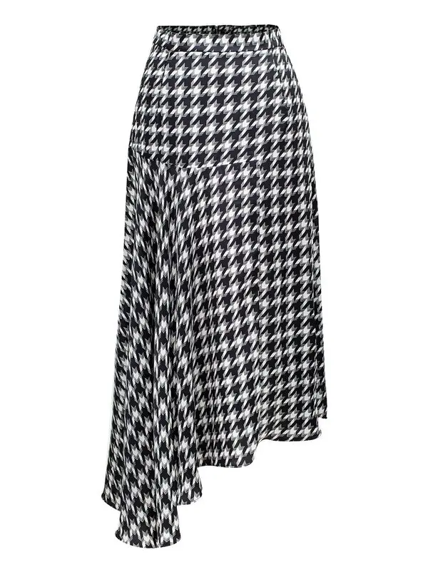 SMART AND JOY Houndstooth Print Skirt - Black