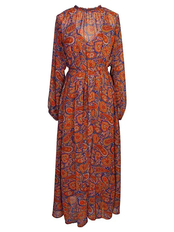 JENNAFER GRACE Paisley Print Midi Dress - Blue/red