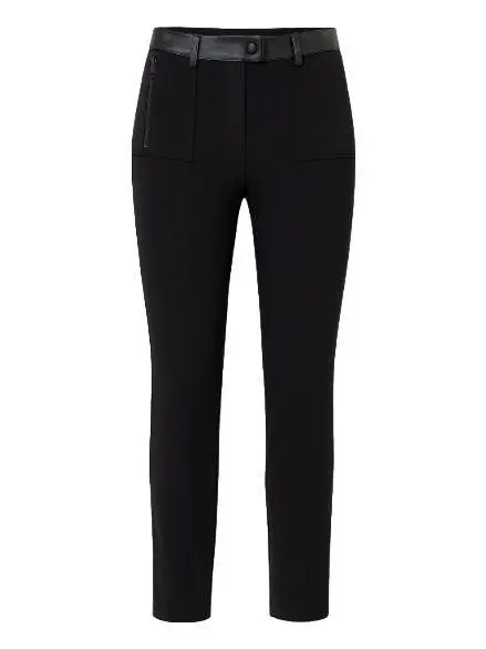 CONQUISTA Mid-rise Jeggings With Pleather Detail - Black