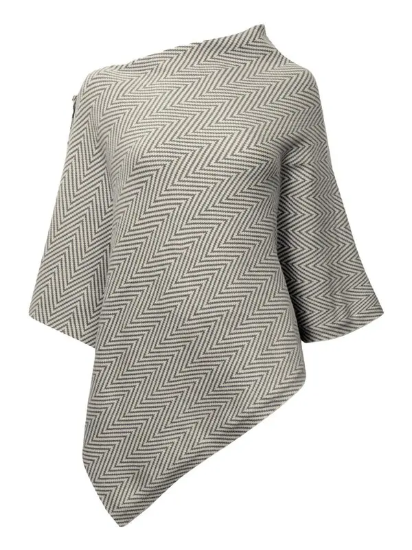 JAMES LAKELAND Chevron Button Poncho - Grey