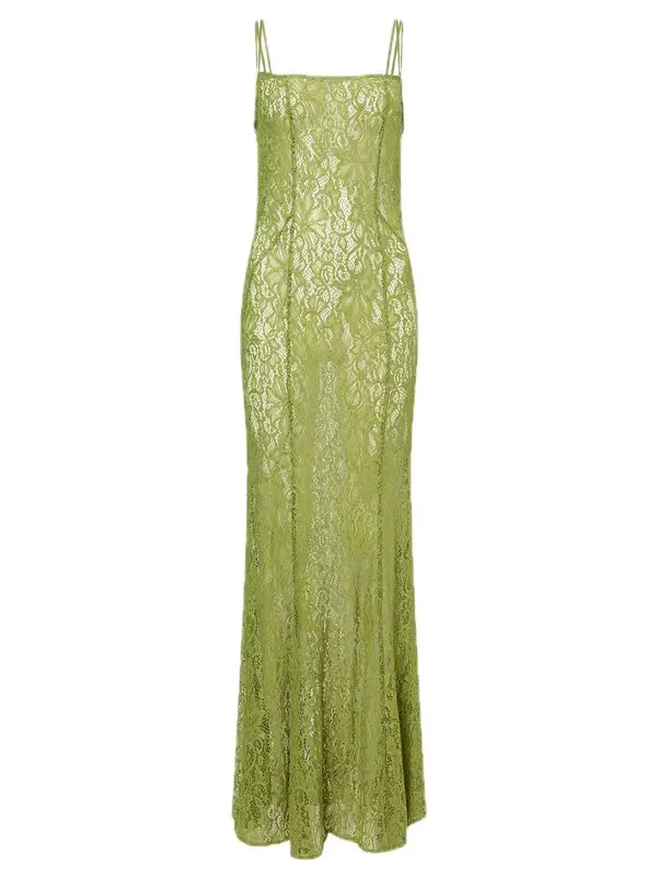 AMY LYNN Floral Lace Maxi Gown - Green
