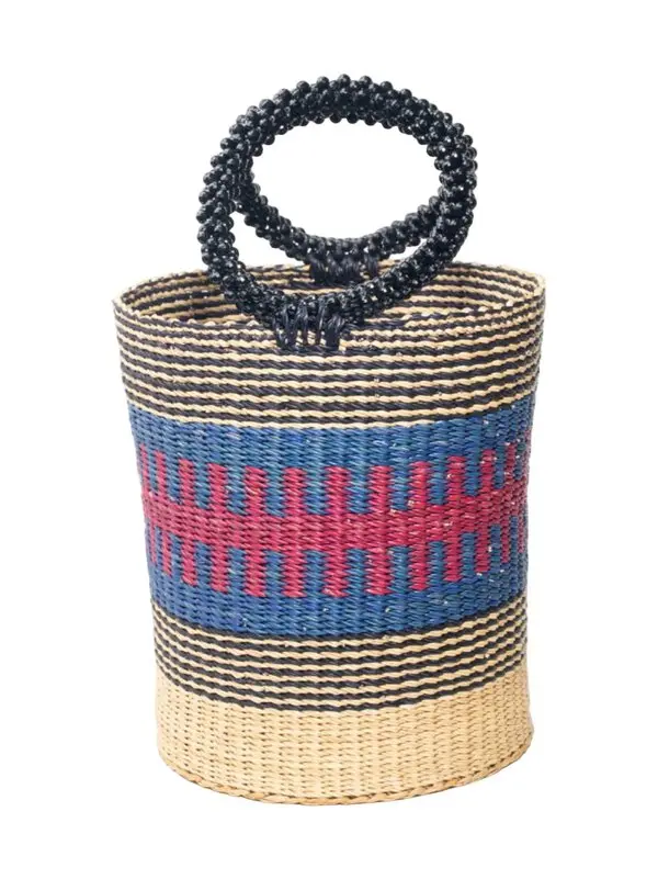 ORTUS Naa Straw Bucket Bag - Black/blue/red