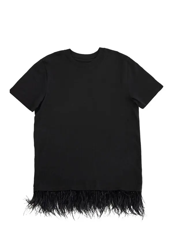 Baé Special Moments T-shirt Dress With Feathers - Black