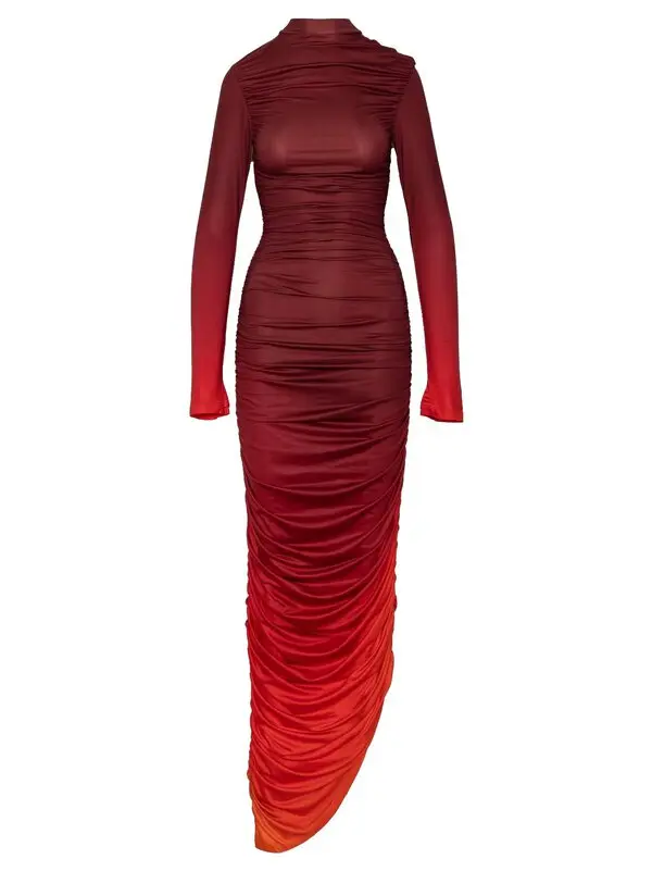 OFUURE Ruched Maxi Knit Dress - Red