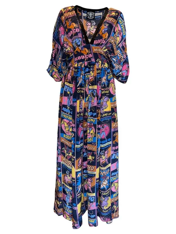 ANY OLD IRON Rodeo Kaftan - Black/blue