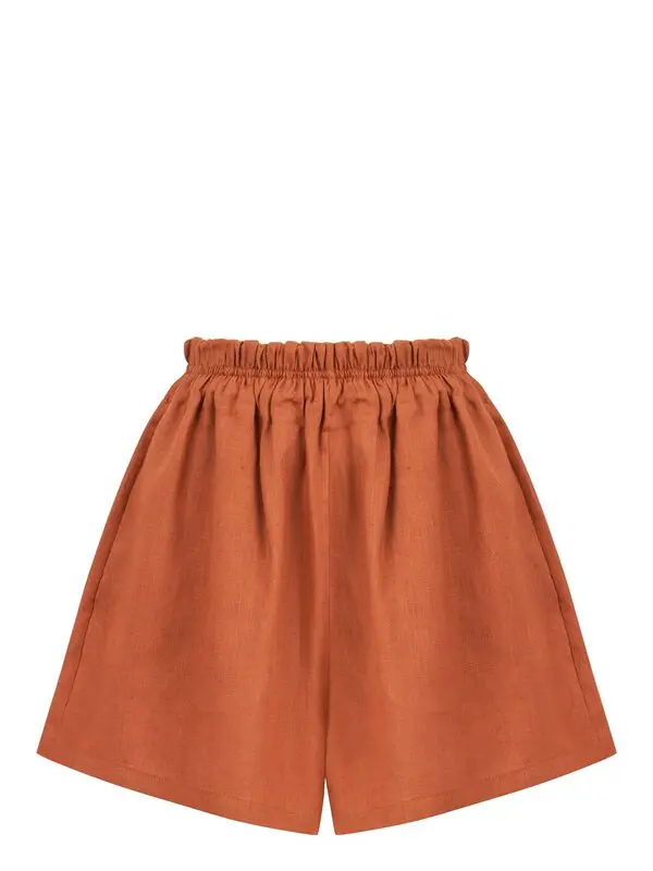 LILAMIE Marrakesh Loose Fit Elastic Waist Shorts - Orange