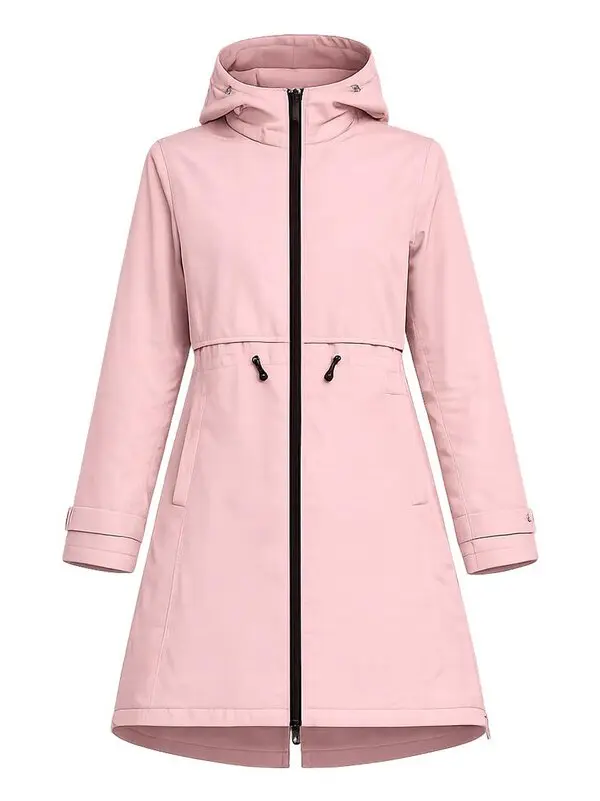 TANTRA SPAIN SL Long Hooded Trench Coat With Zip Detail - Pink