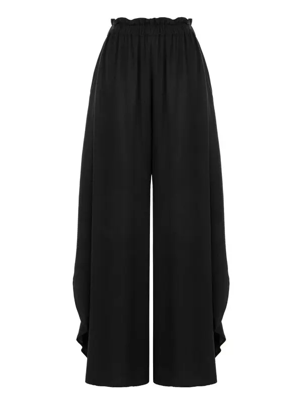 LILAMIE Soho Loose Fit Elastic Waist Long Resort Pants - Black