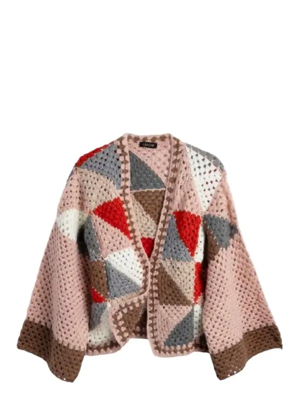 Saachi Hand-crocheted Geometric Short Jacket - Brown/grey