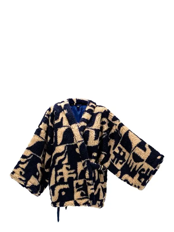 CEVA CU DICHIS Quilted Kimono-style Jacket - Blue/white