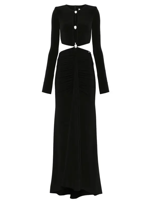 NISSA Open-back Jersey Midi Dress - Black