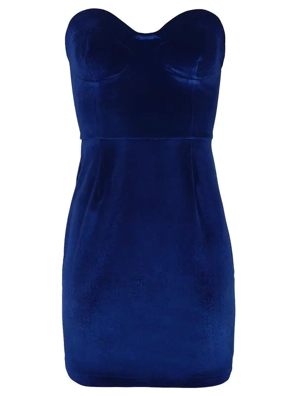 FOREVER YOUNG THE LABEL Kayla Mini Velvet Dress - Blue
