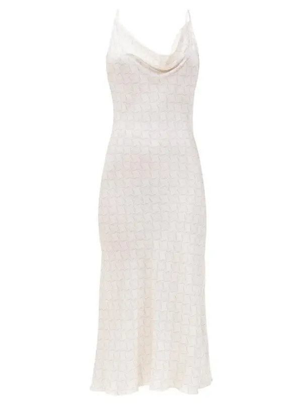 INCANTEVOLE MILANO Silk Printed Maxi Dress - White