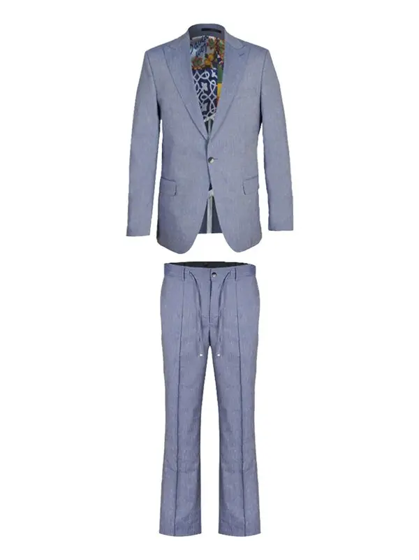 DAVID WEJ Hugo Linen Single Breasted Suit Light - Blue