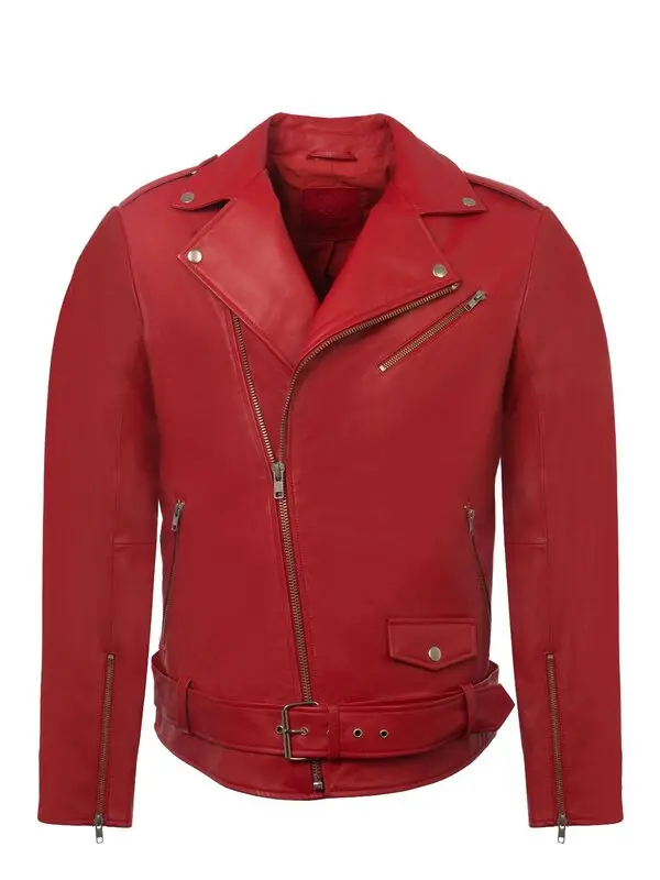 ZASTASTUDIO Leather Biker Jacket - Red