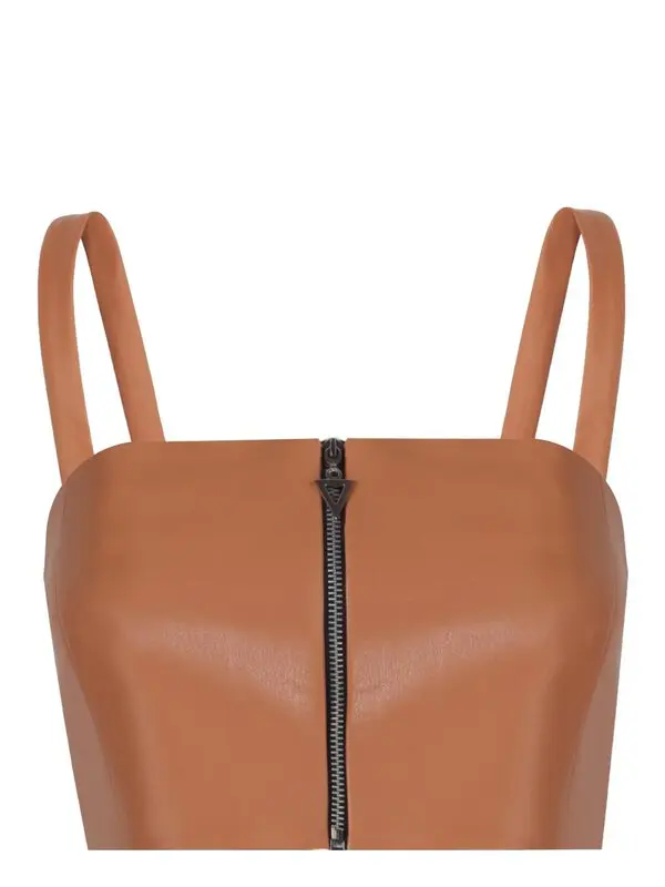 MIRIMALIST Concrete Leather Bustier - Brown