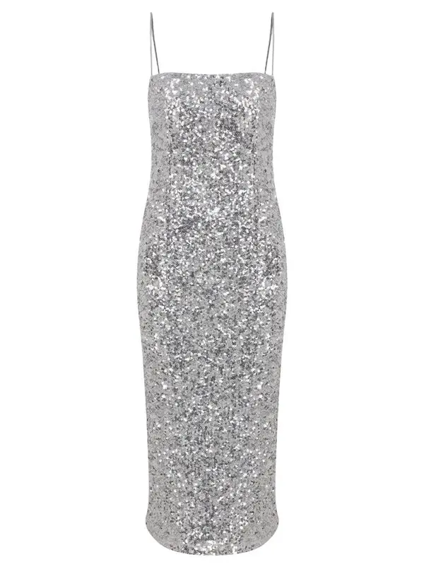 NAZLI CEREN Miles Sequin Midi Dress - Silver