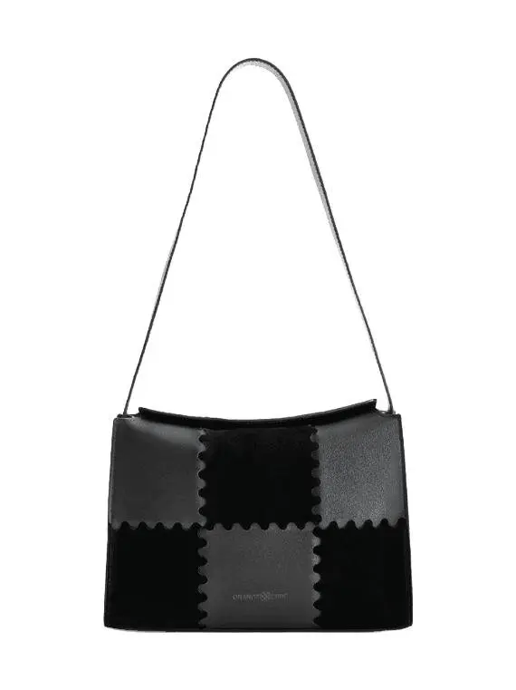 ORANGE CUBE Square Stitch Box Bag - Black