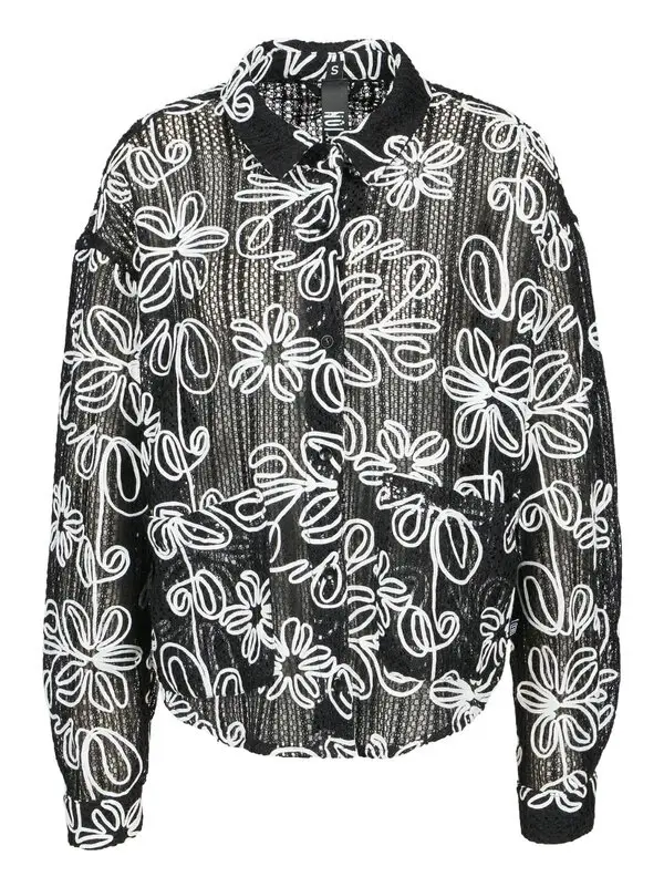 FREAKY NATION Floral Embroidered Mesh Jacket - Black