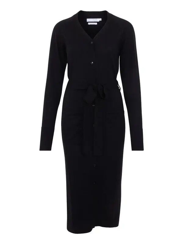 PAUL JAMES KNITWEAR Merino Wool Long Cardigan Dress - Black