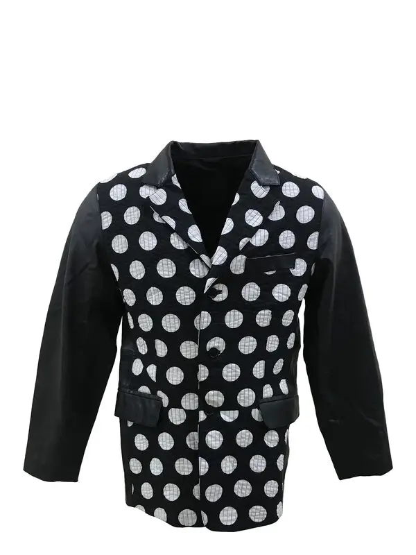 ZASTASTUDIO Polka Dot Leather Sleeve Blazer - Black