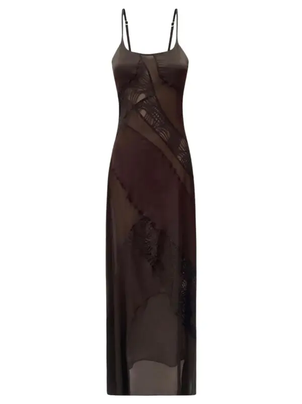 OW Laney Satin Maxi Slip Dress - Brown