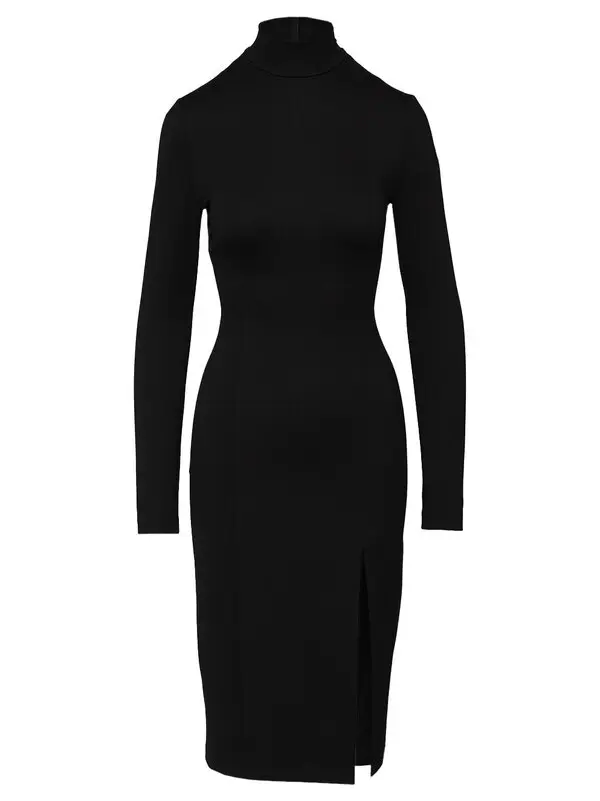MANDRAGORA Fitted Viscose Knee-length Dress - Black