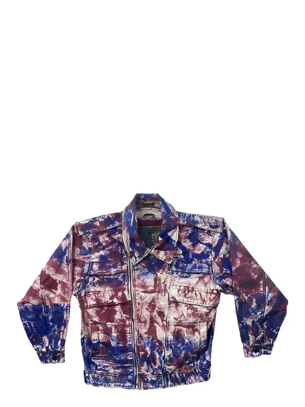 ZASTASTUDIO Tie Dye Denim Jacket - Blue/red/white