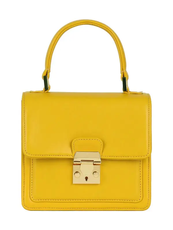 LUIS STEVEN Madie Top Handle Nappa Leather Bag - Yellow