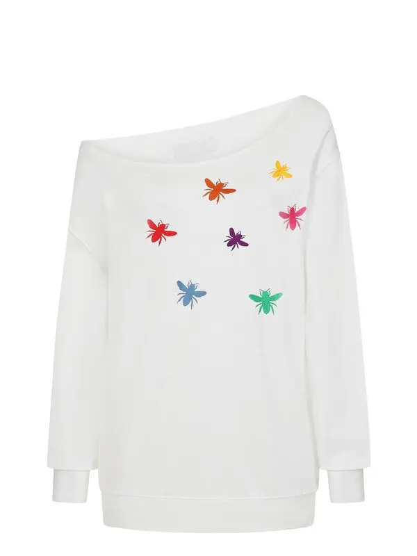 JAMES STEWARD Rainbow Bee Embroidered Sweatshirt - White