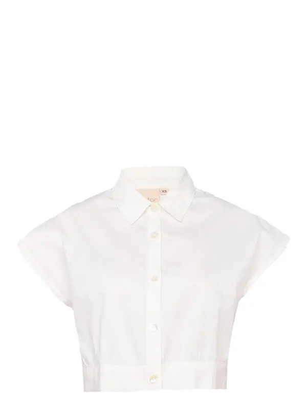 REISTOR Oversized Cropped Cotton Shirt - White