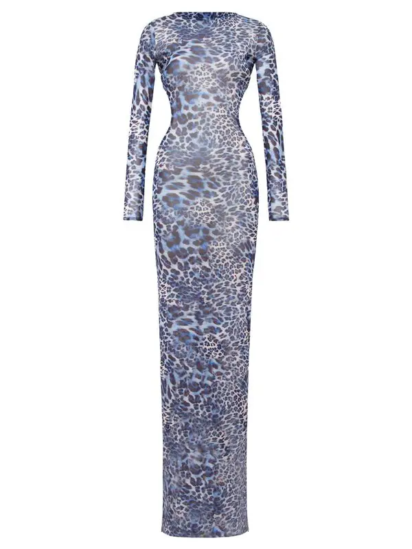 LUNA B Long Sleeve Maxi Dress - Blue