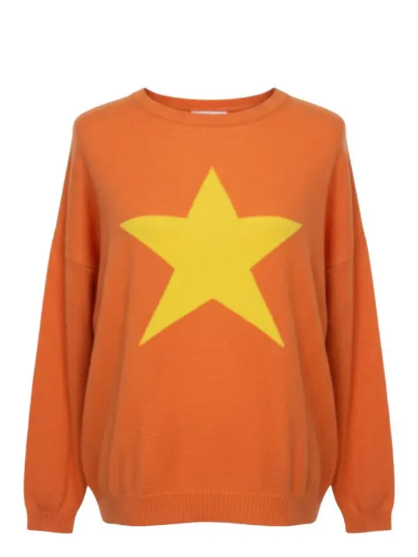 AT LAST... Cashmere Blend Star Sweater - Orange