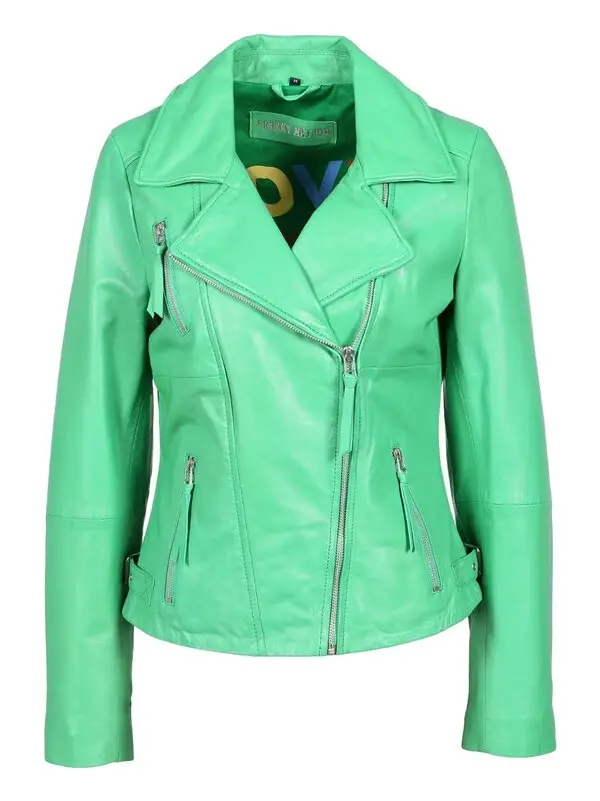 FREAKY NATION Leather Biker Jacket - Green