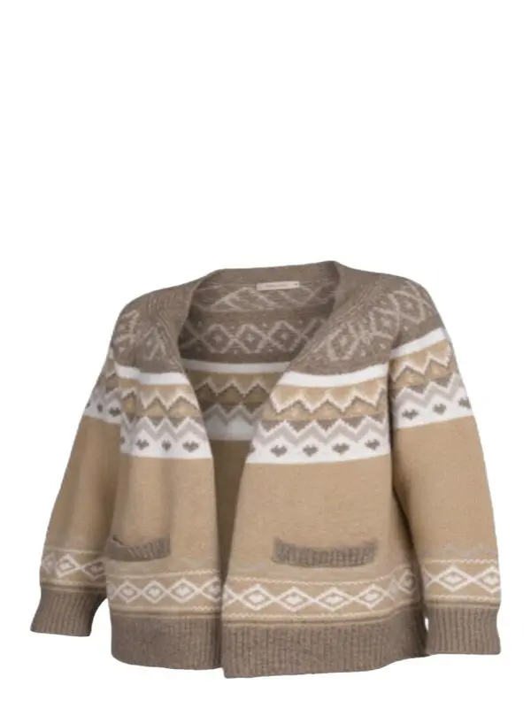 Saachi Fair Isle Cardigan Sweater - Brown