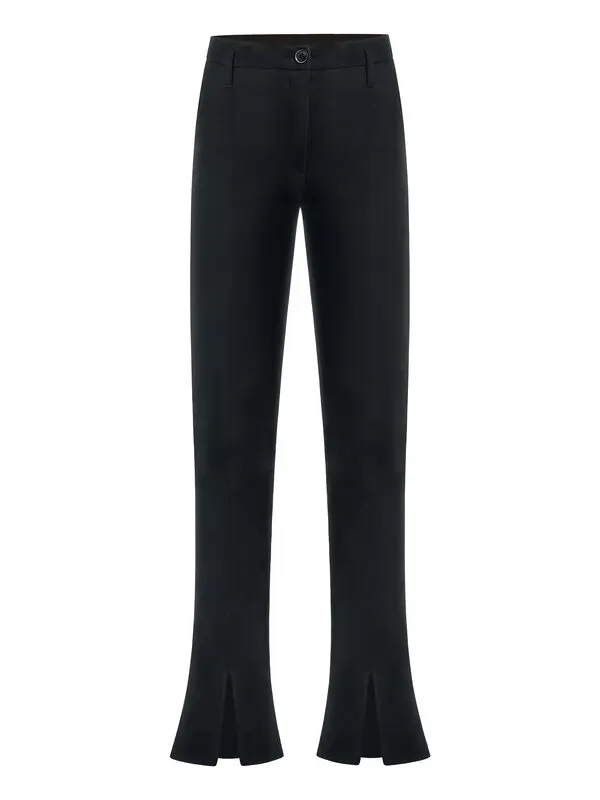 TIA DORRAINE Double Identity Slim Trousers With Slits - Black