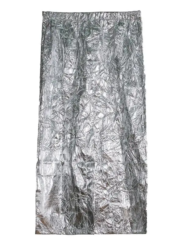 ATS THE LABEL Metallic Crepe Emboss Midi Skirt - Silver