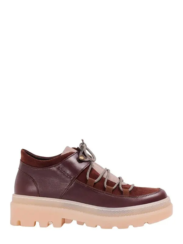 NAGUISA Abra Leather Flat Boots - Brown