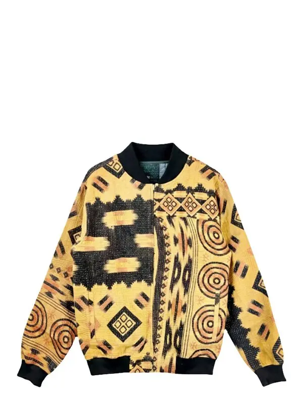 TRANSCEND Reversible Kantha Bomber Jacket - Yellow