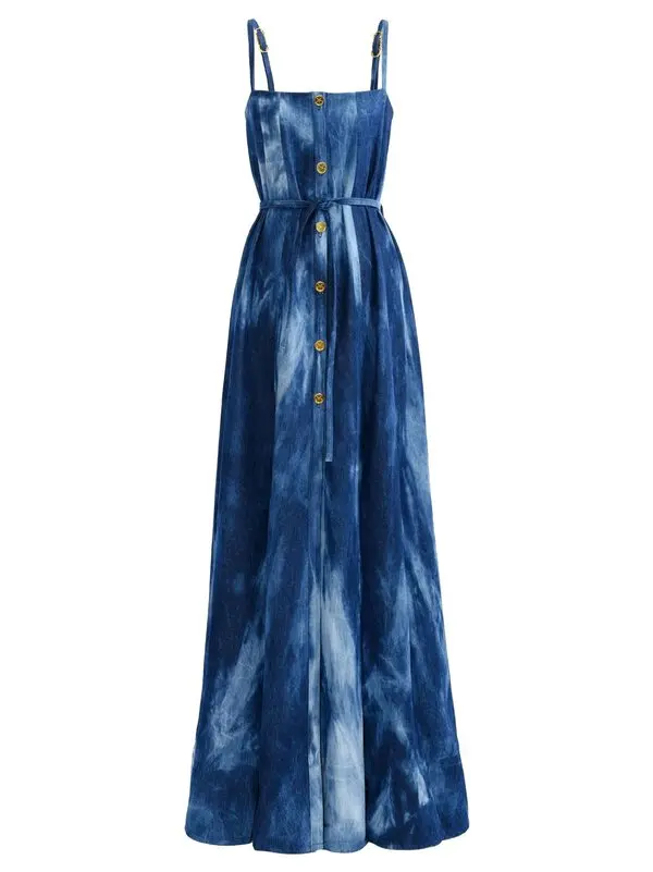 KARGEDE Dyed Denim Maxi Dress - Blue