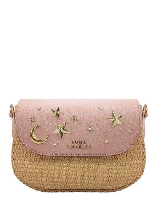 LUNA CHARLES Elena Star Studded Rattan Handbag - Pink