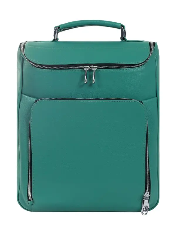 LUIS STEVEN Pebble Leather Laptop Backpack - Green