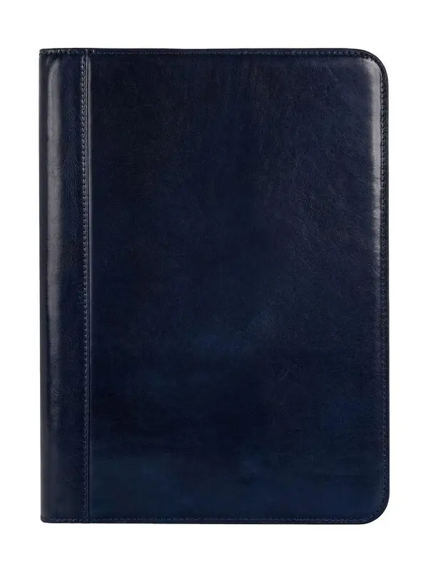 TIME RESISTANCE Full-grain Leather Documents Folder Organizer - Blue