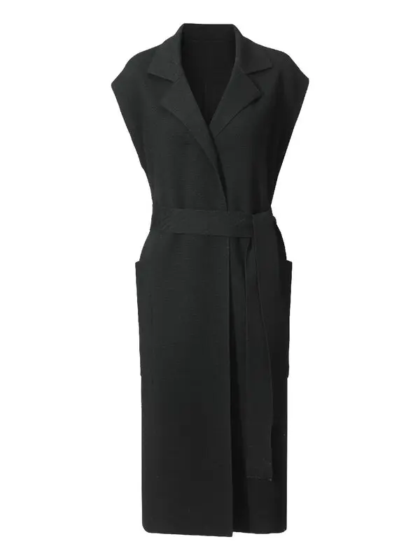 NUAJE NUAJE Merino Wool Long Cardigan Vest - Black