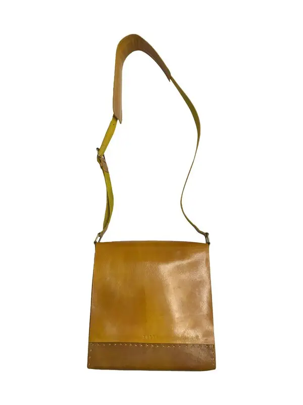 ZASTASTUDIO Leather Messenger Bag With Shoulder Strap - Yellow